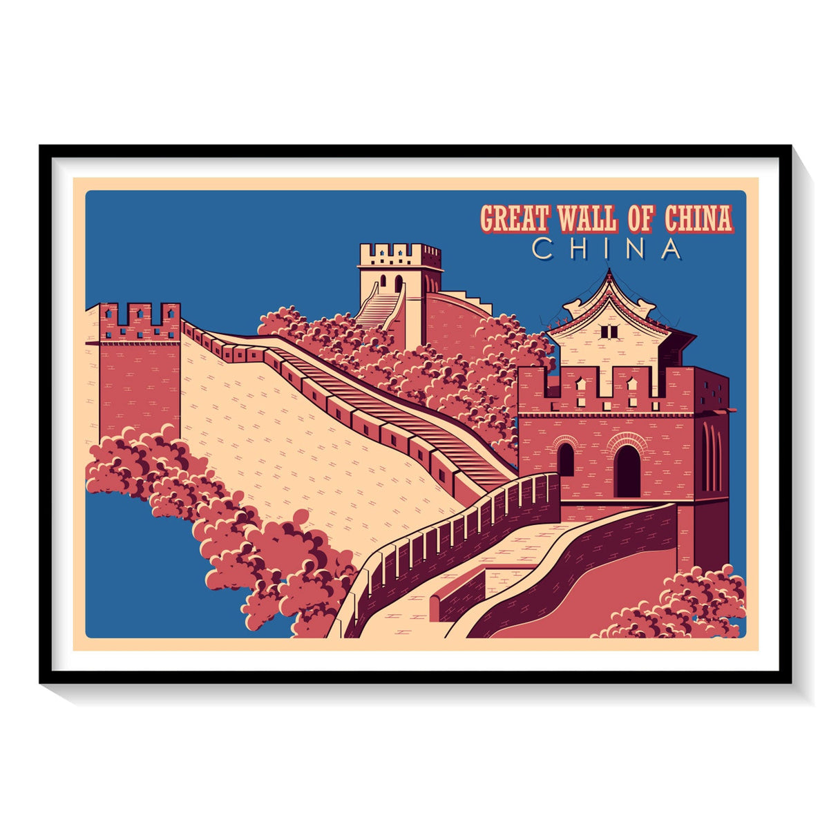 Buy Great Wall in China Travel Poster Art & Prints Online India at Best ...