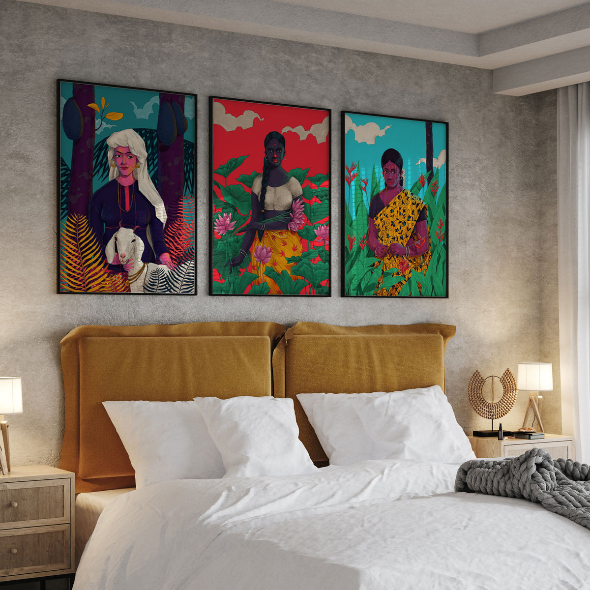 Muhammed Sajid Art Set of 3, Wall Decor Painting. – Dessine Art
