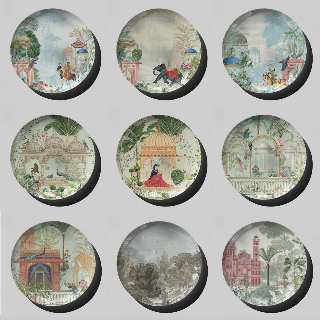 Buy Indian Heritage Art Plates Collection: Set of 9 decorative plates ...