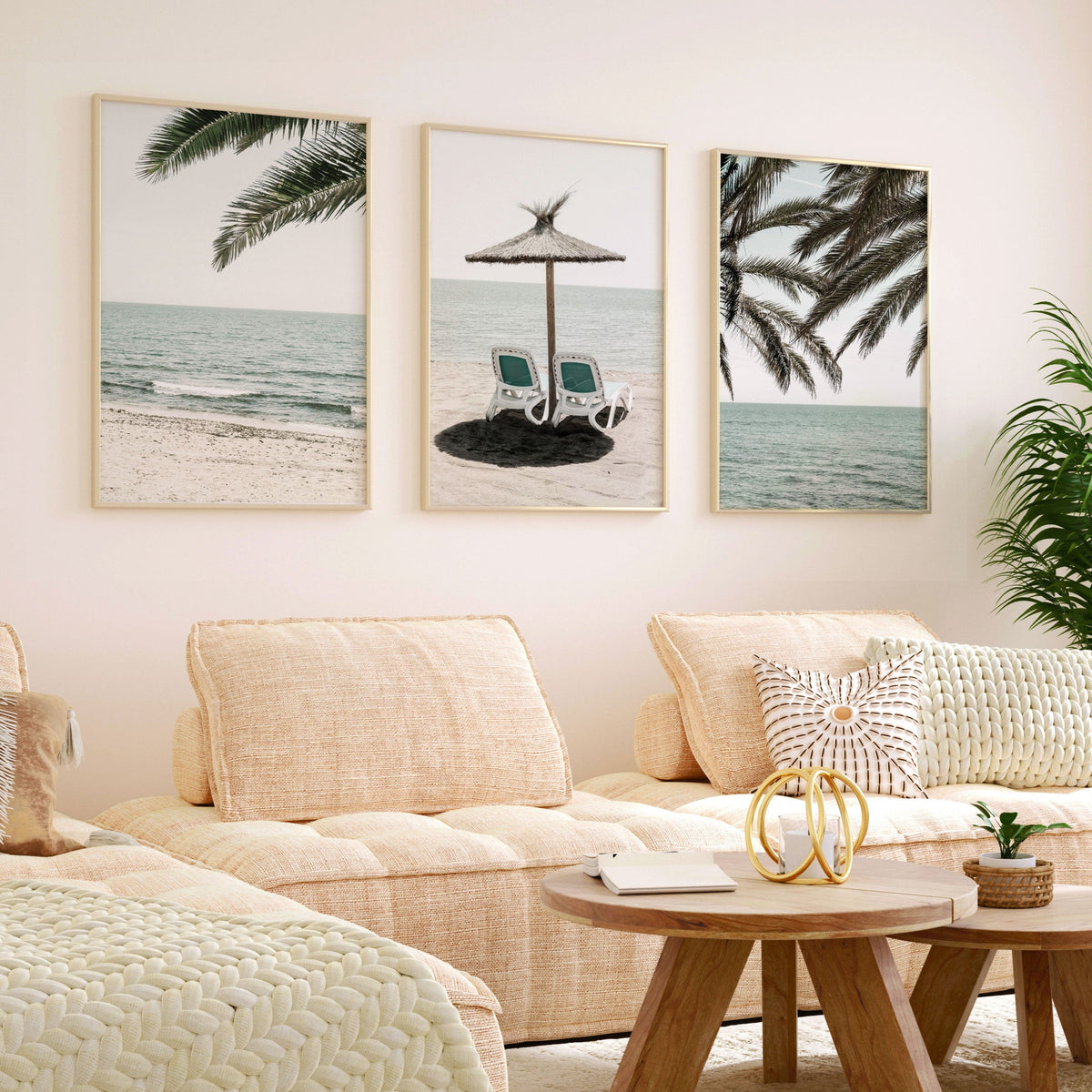Buy Beach Side, Palm Tree, Set of Three Paintings – Dessine Art