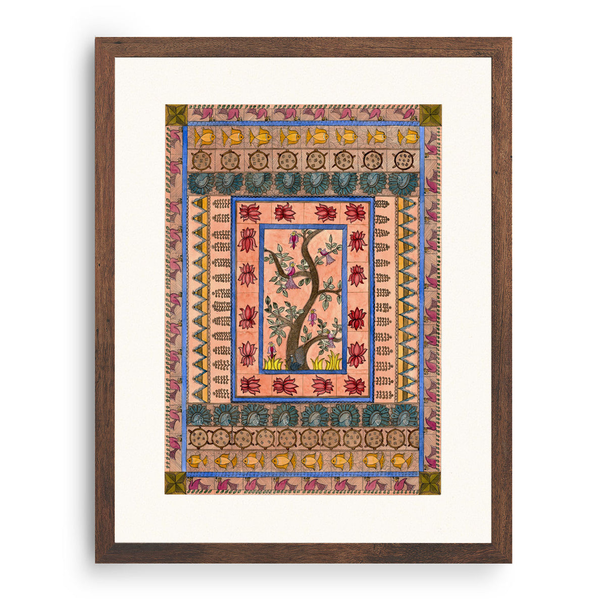 Godna Madhubani Motif Flowers Multi-colour : Buy Madhubani Paintings ...