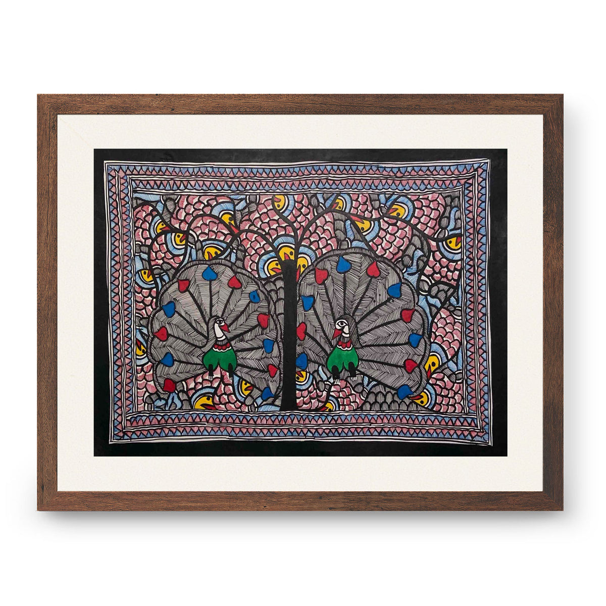 The Peacock in bageecha, Madhubani Art, Madhubani Painting – Dessine Art