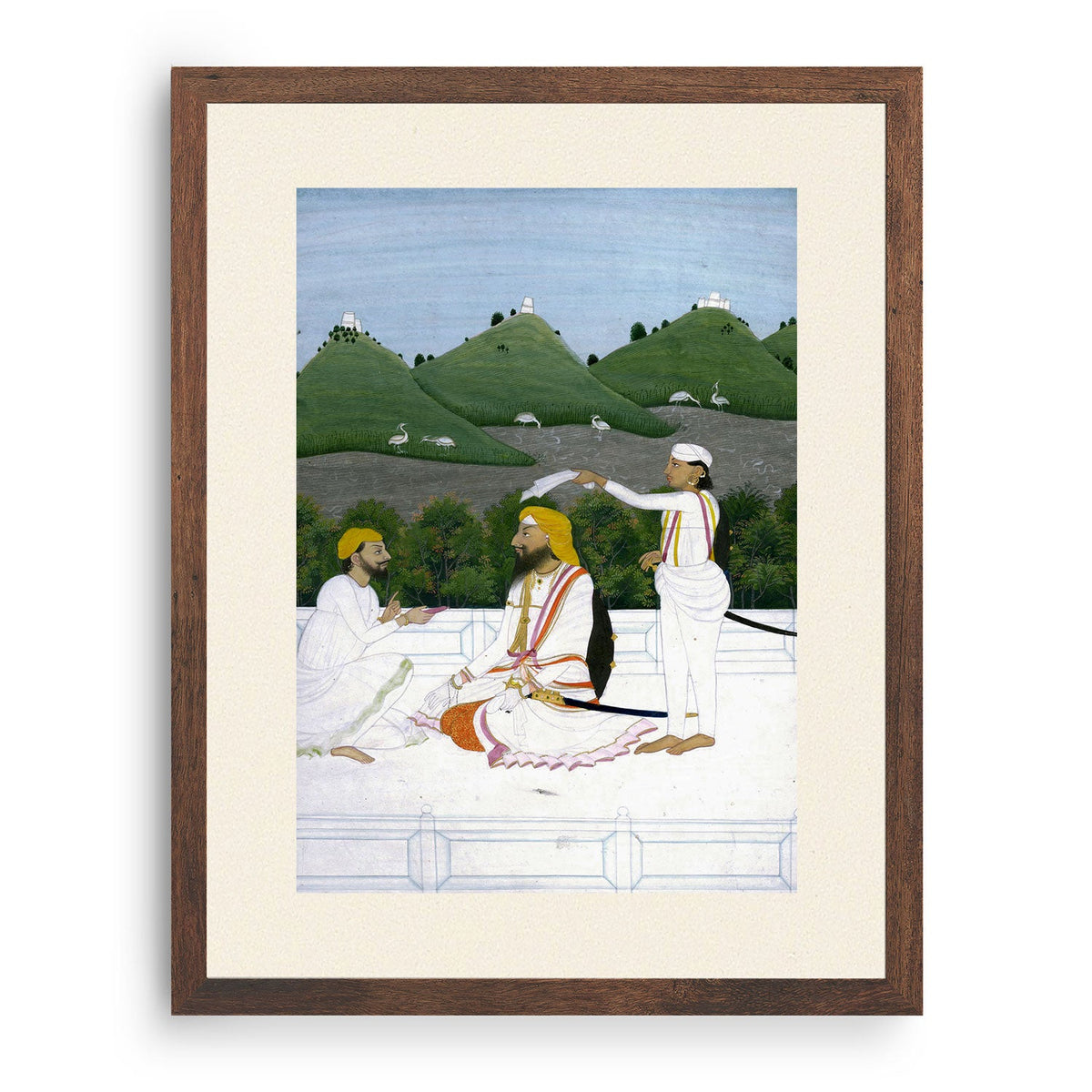 Buy Portrait. Raja Dhiyan Singh flanked by attendants Indian Miniature ...