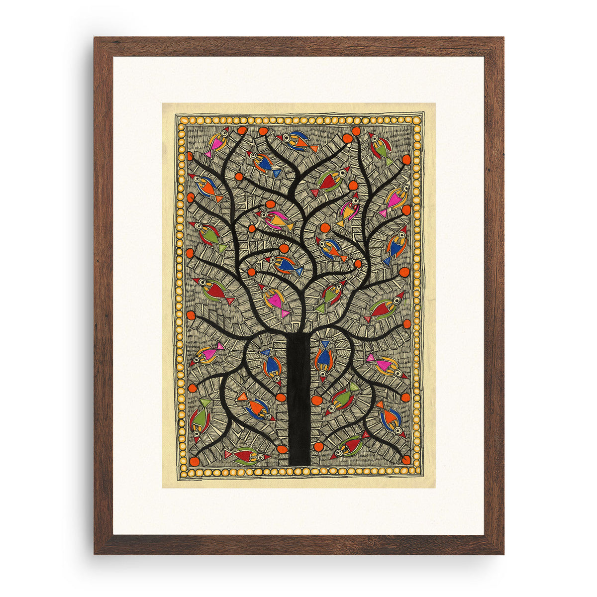 Tree of Life Colorful Birds Madhubani Art 01: Buy Madhubani Paintings ...