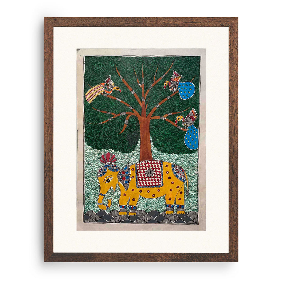 Life of Tree and Elephant, Madhubani Art, Madhubani Painting – Dessine Art
