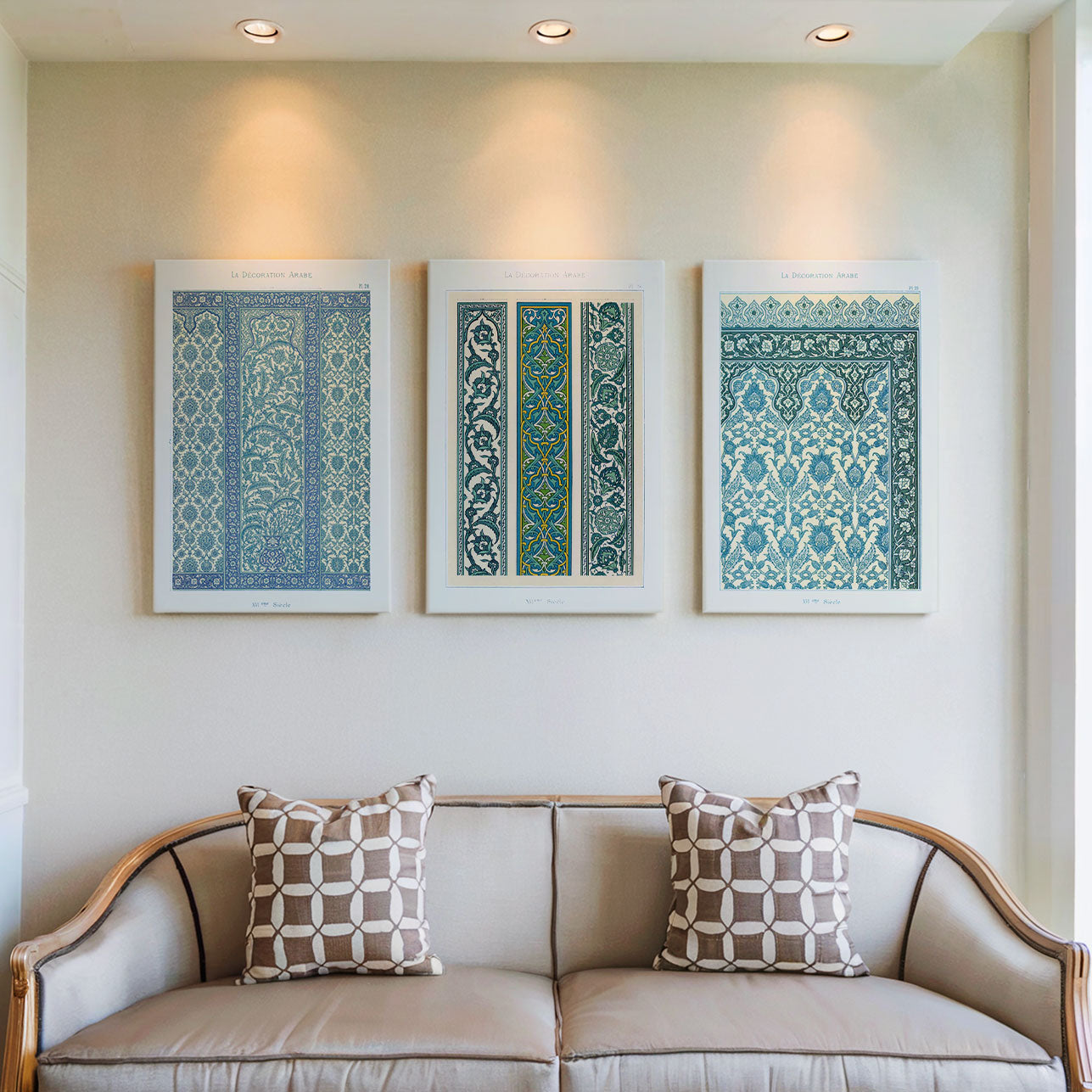 Vintage Arabesque 2 Wall Art Set of 3 Home Decor Painting. – Dessine Art