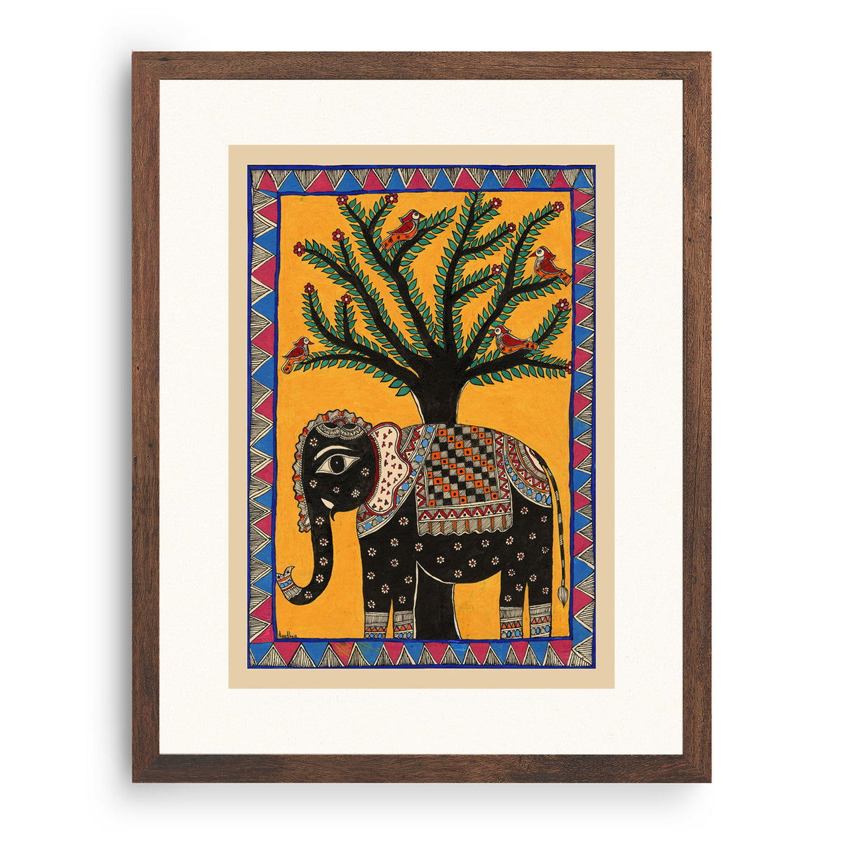 Elephant & Tree - Mithila Madhubani Art: Buy Madhubani Paintings & Art ...