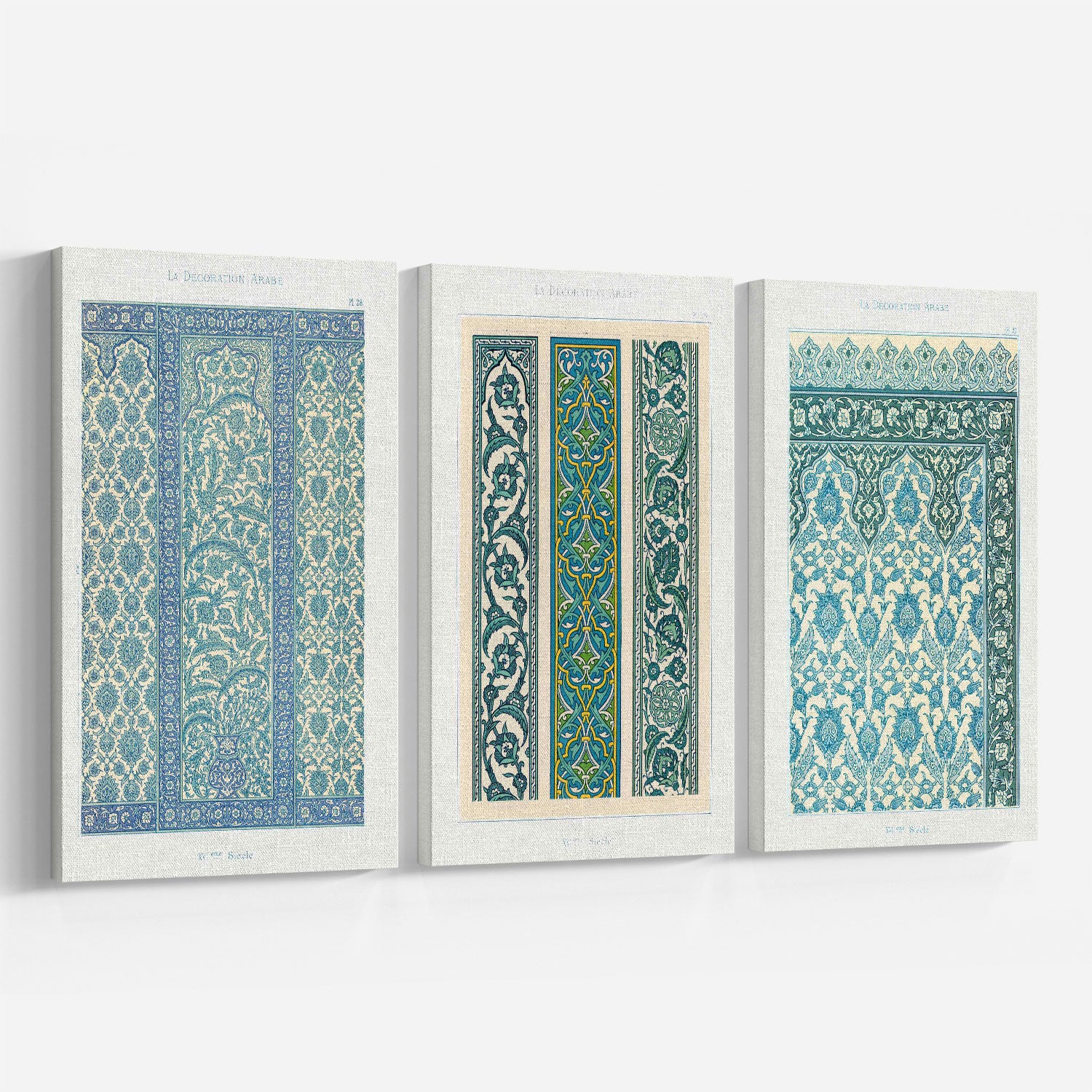 Vintage Arabesque 2 Wall Art Set of 3 Home Decor Painting. – Dessine Art