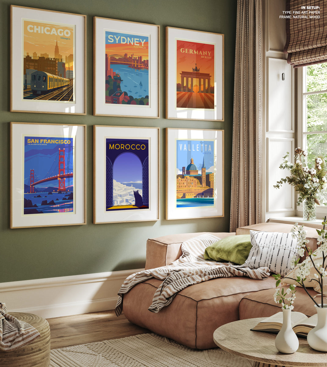 Travel Theme Art Set of 6, Travel Posters World Painting. – Dessine Art