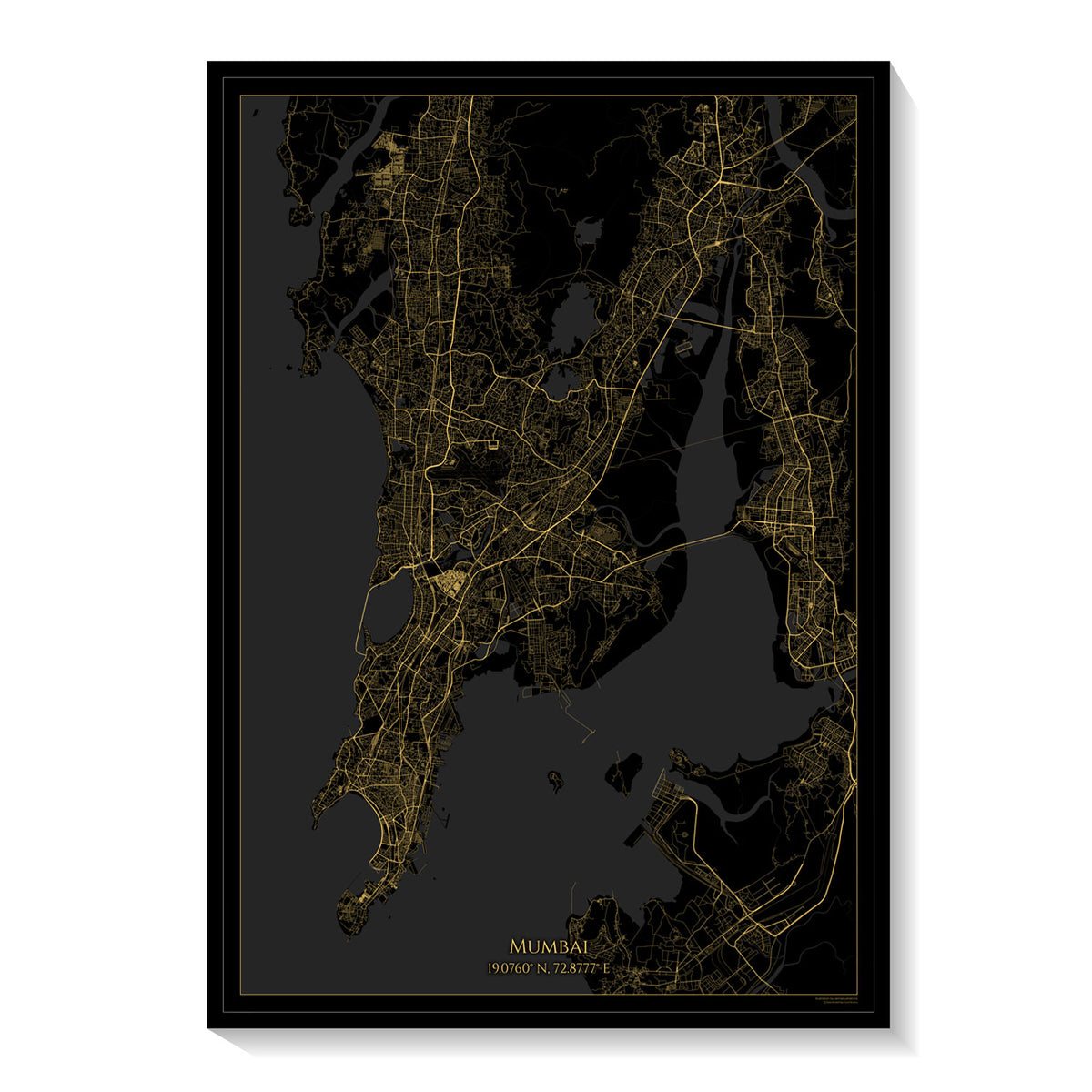 Mumbai Map: Buy Premium Framed Art Prints Online India – Dessine Art