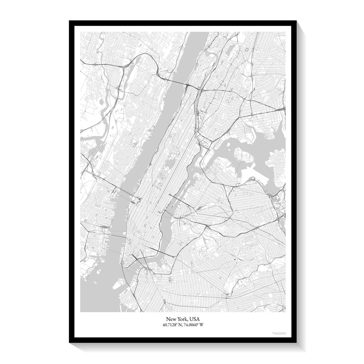 New York Map: Buy Premium Framed Art Prints Online India – Dessine Art