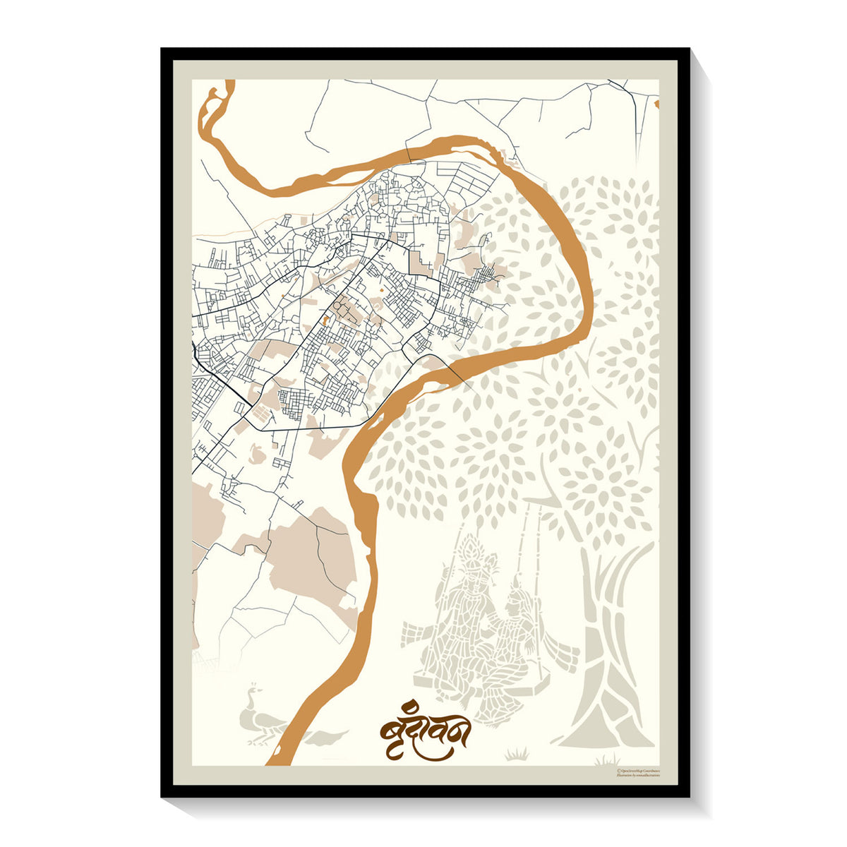 Vrindavan Sanjhi Map: Buy Premium Framed Art Prints Online India ...