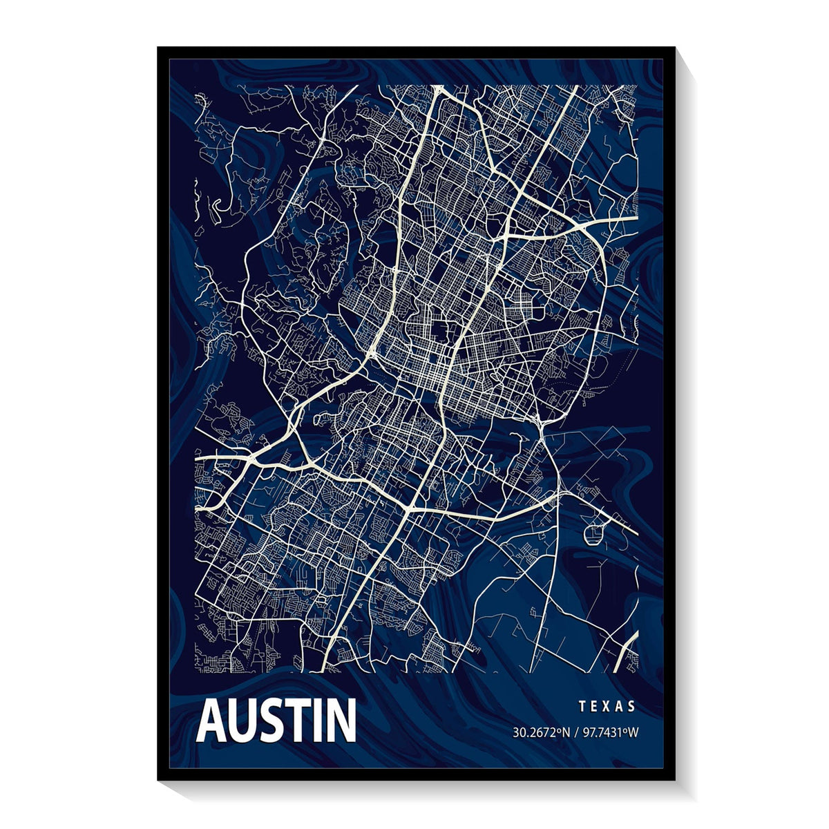 Austin Texas Marble Map: Buy Premium Framed Old & Modern Map Art Prints ...