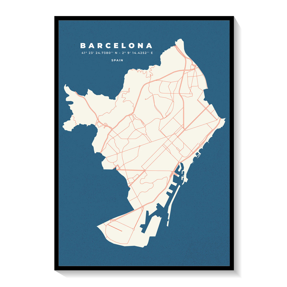 Barcelona, Spain Map Illustration: Buy Premium Framed Old & Modern Map ...