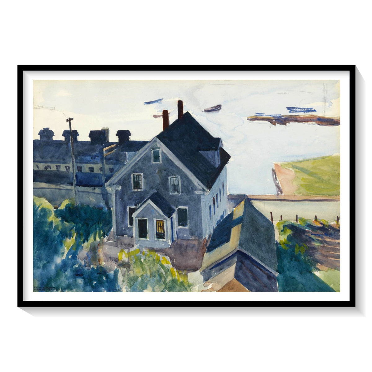 Factory and House Painting & Wall Art Print by Edward Hopper - Dessine Art