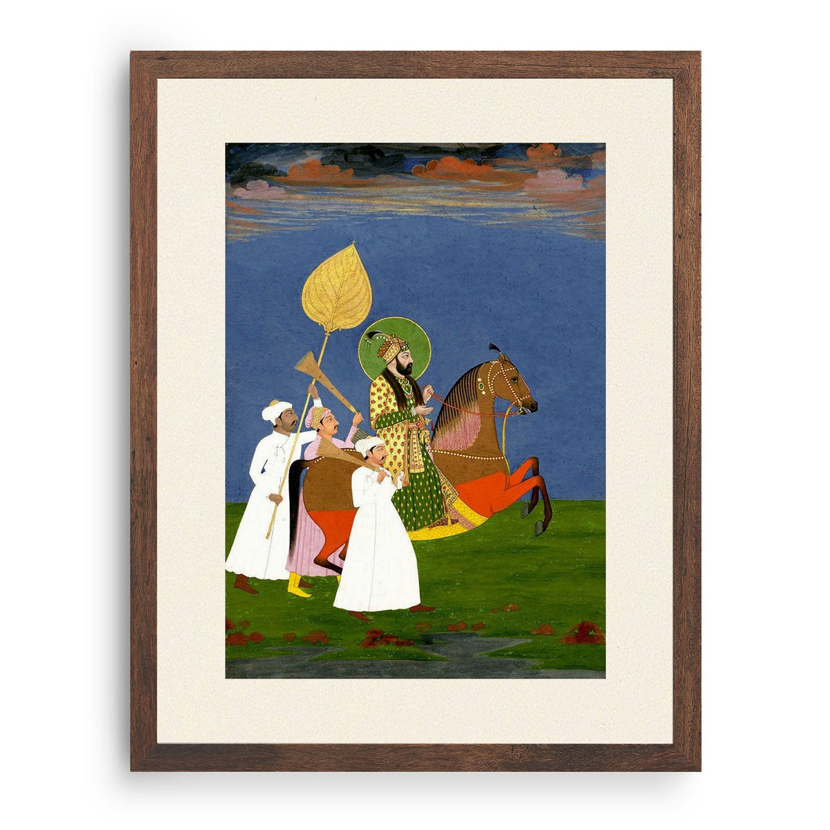 Farrukh Siyar on horseback with attendants: Buy Mughal Miniature ...