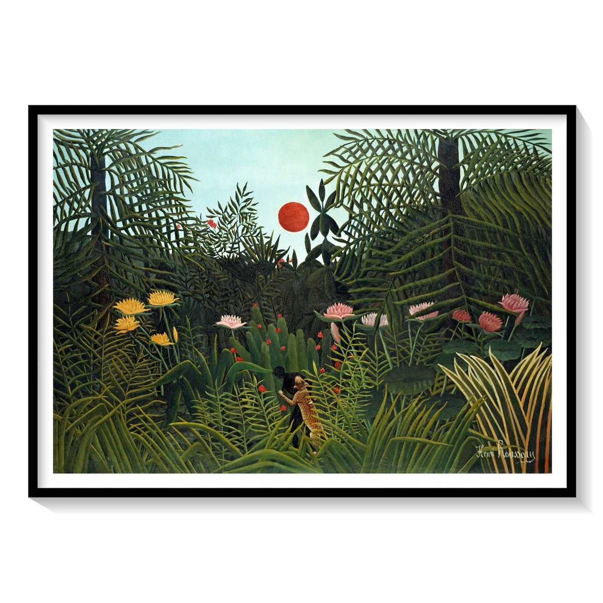 Virgin Forest with Sunset Painting & Wall Art Print by Henri Rousseau ...