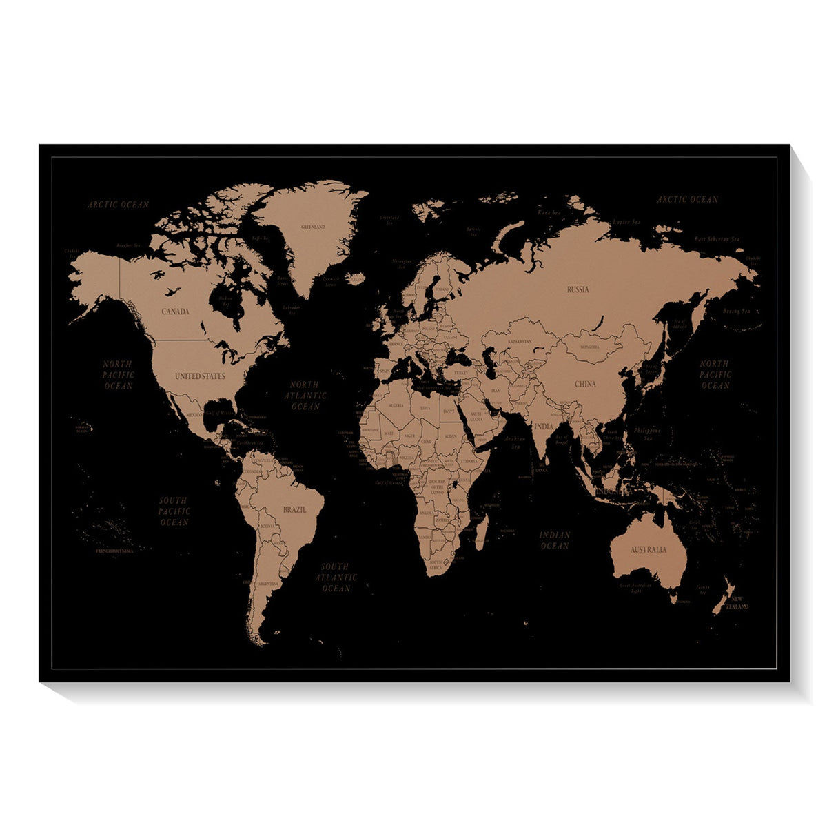 Copper-textured world map: Buy Premium Framed Old & Modern Map Art ...
