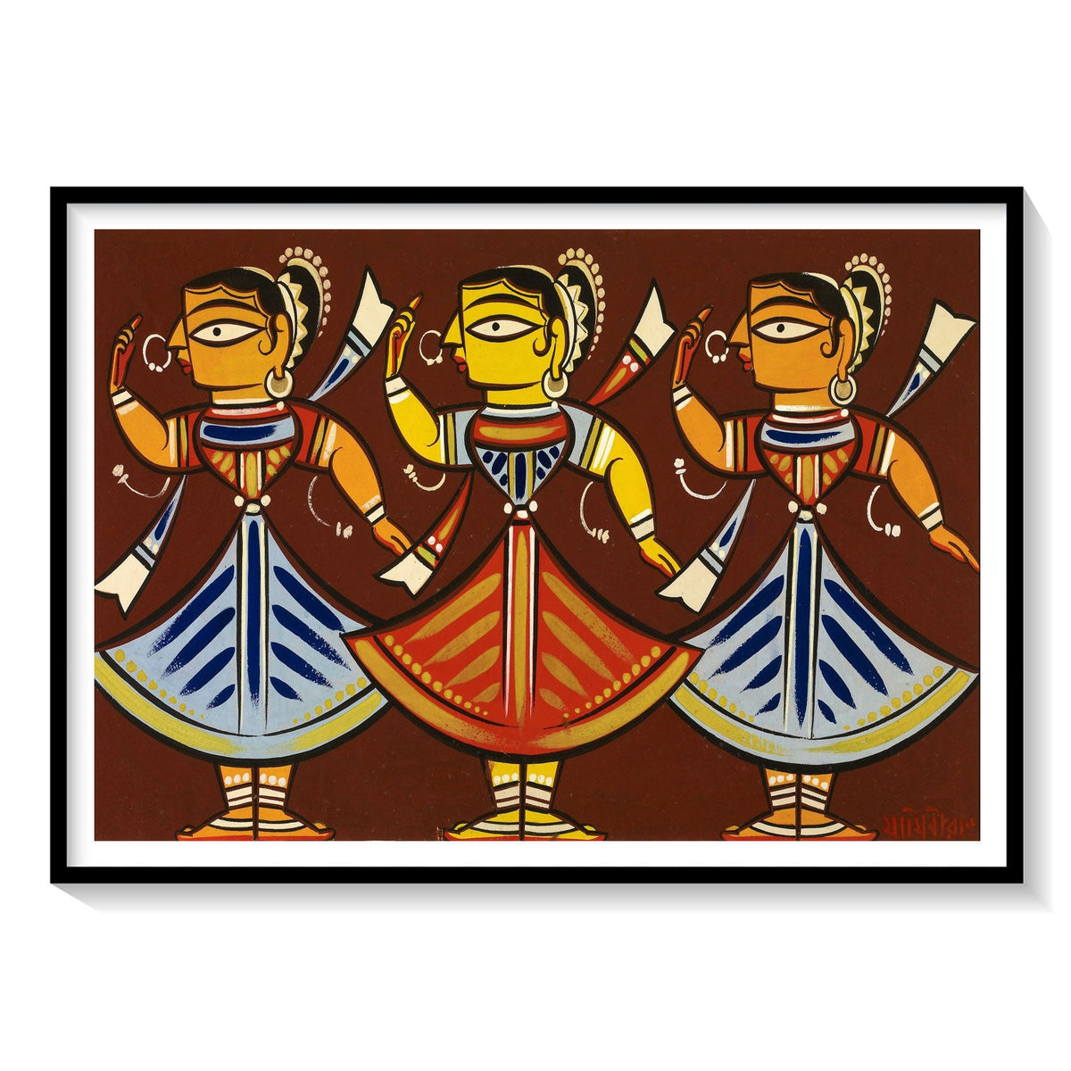 Three Dancers Painting & Wall Art Print by Jamini Roy - Dessine Art