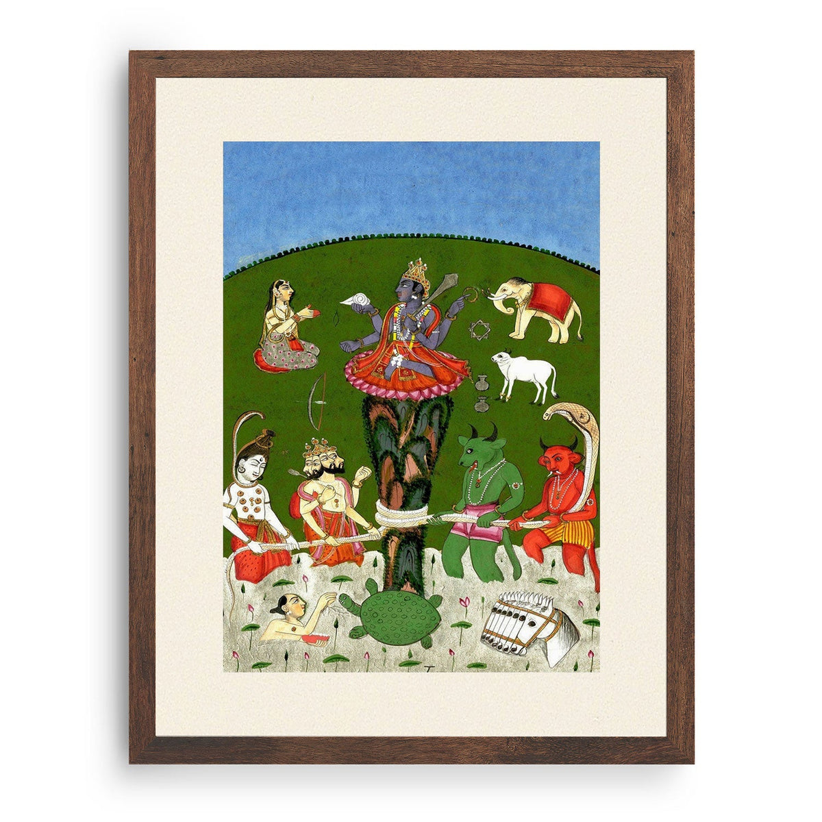 Kurma tortoise avatar of Vishnu at the churning of the ocean of milk ...