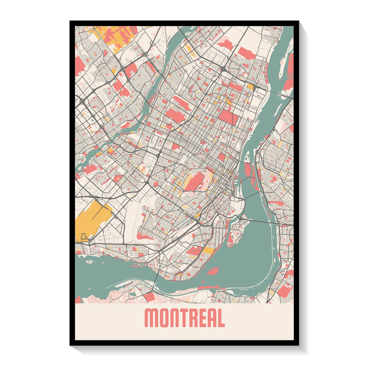 Montreal-Canada Chalk City Map: Buy Premium Framed Old & Modern Map Art ...