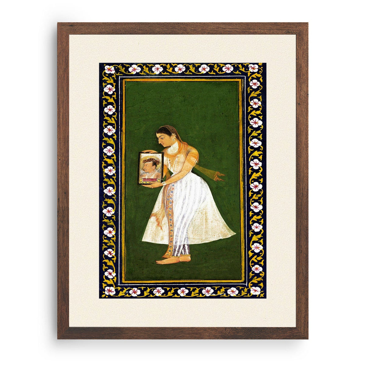 Nur Jahan Holding a Portrait of Emperor Jahangir: Buy Mughal Miniature ...