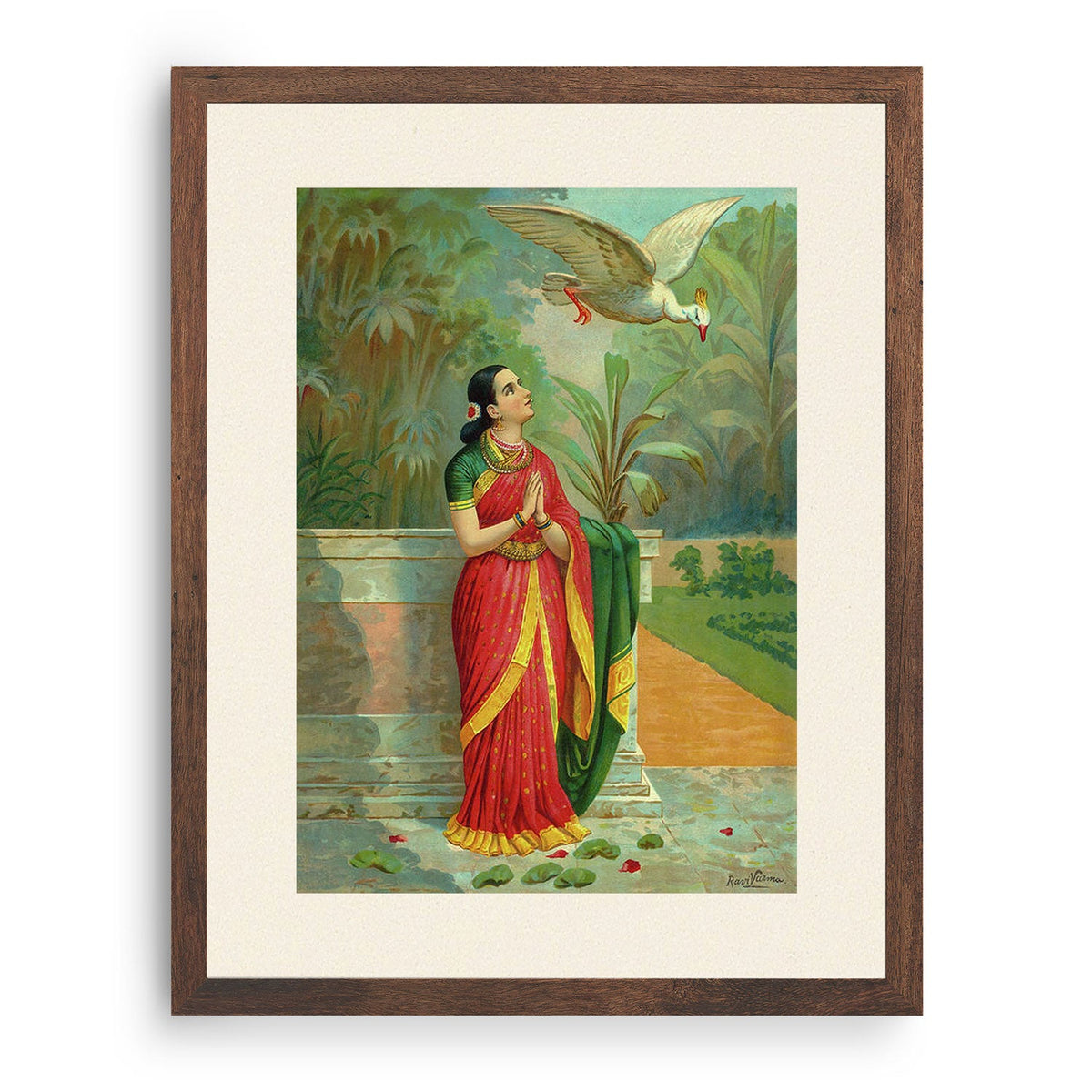Damayanti and the swan Painting & Wall Art Print by Raja Ravi Varma ...