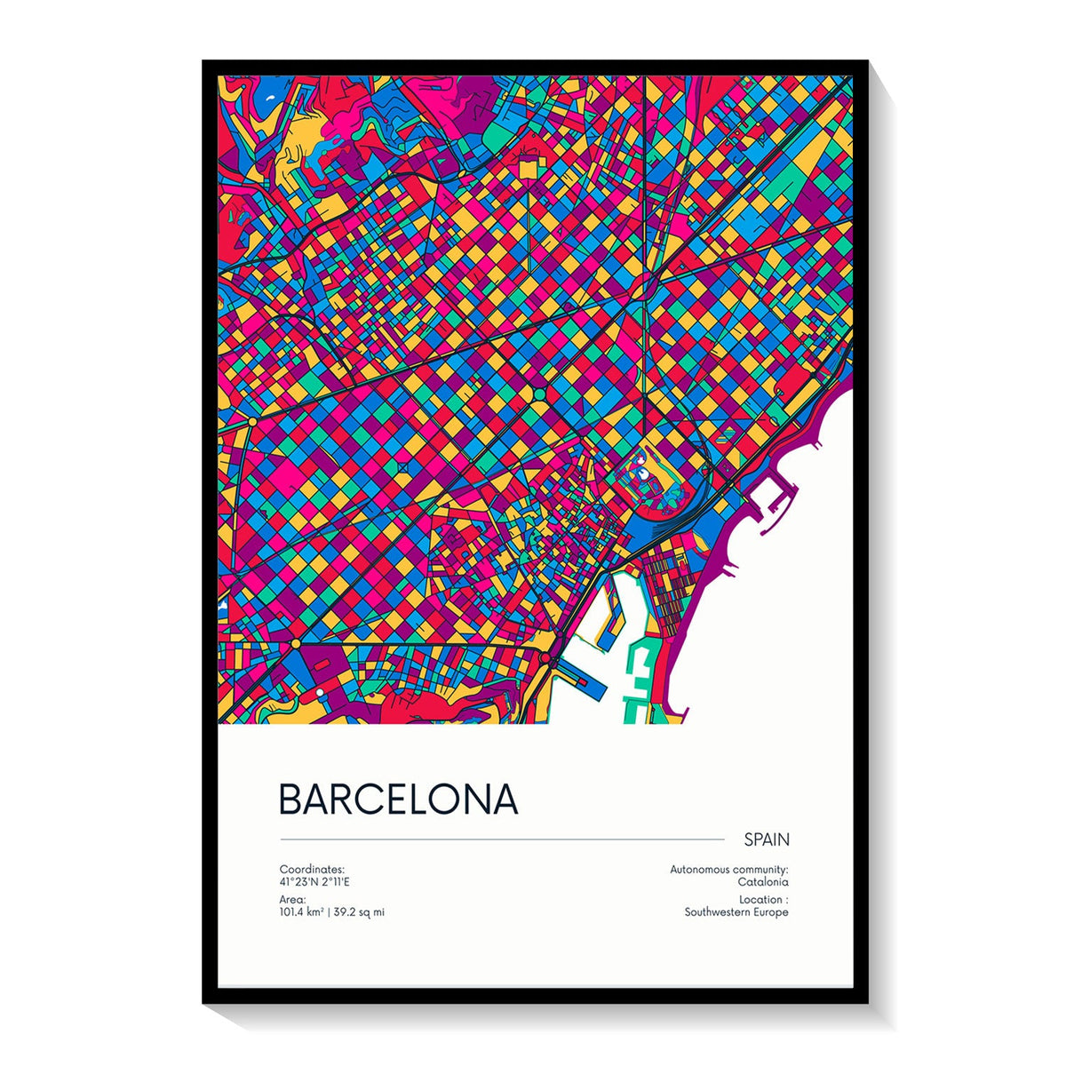 Road Map of Barcelona: Buy Premium Framed Old & Modern Map Art Prints ...