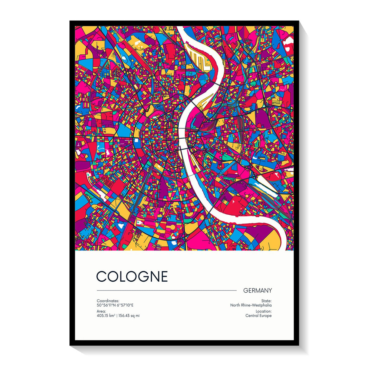 Road Map of Cologne: Buy Premium Framed Old & Modern Map Art Prints ...