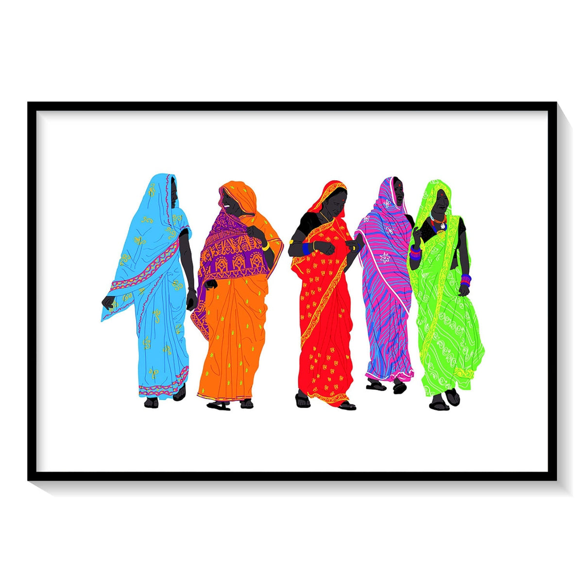 Indian Folks Sarees: Buy Premium Framed Art Prints Online India ...