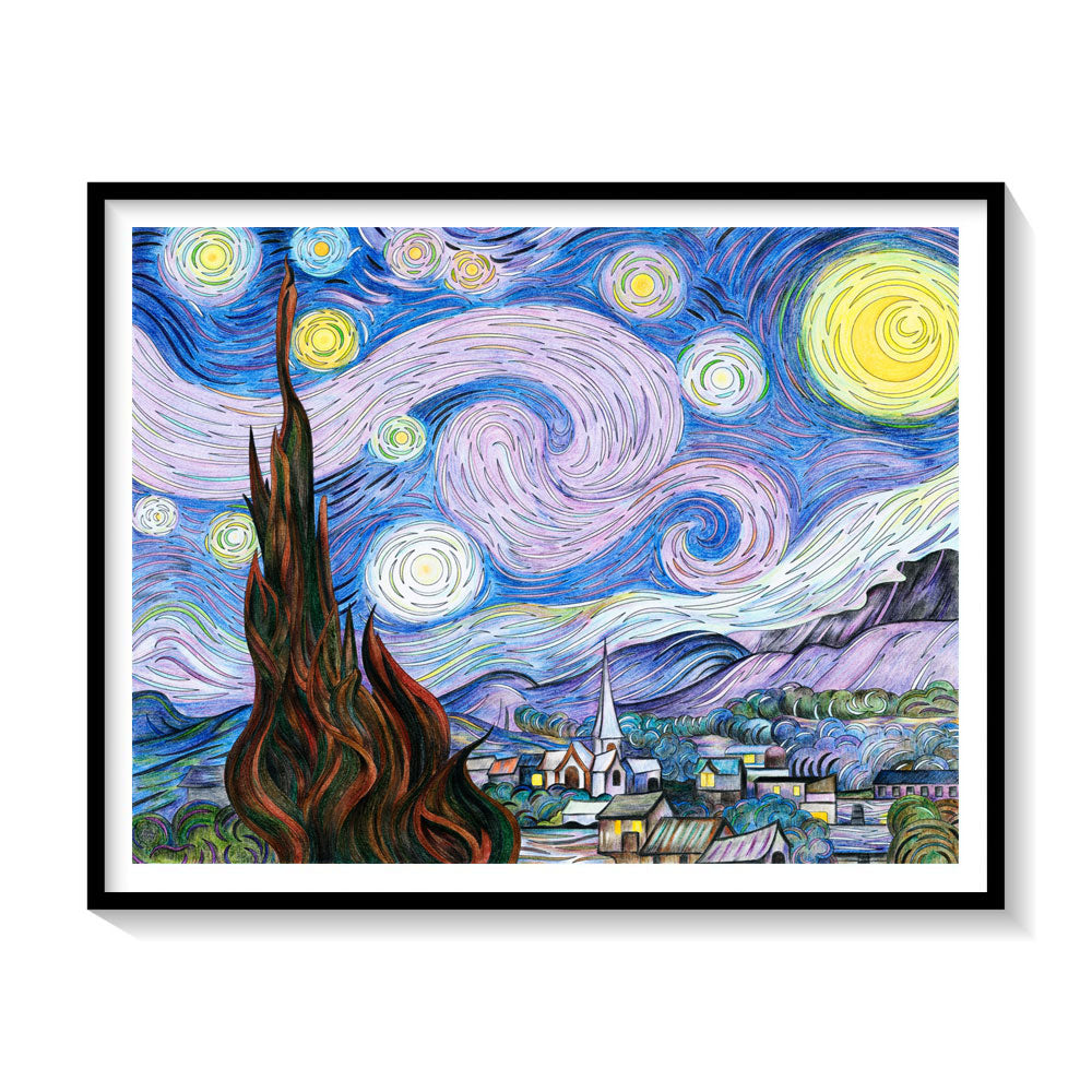 The Starry Night Remix Painting & Wall Art Print by Van Gogh - Dessine Art