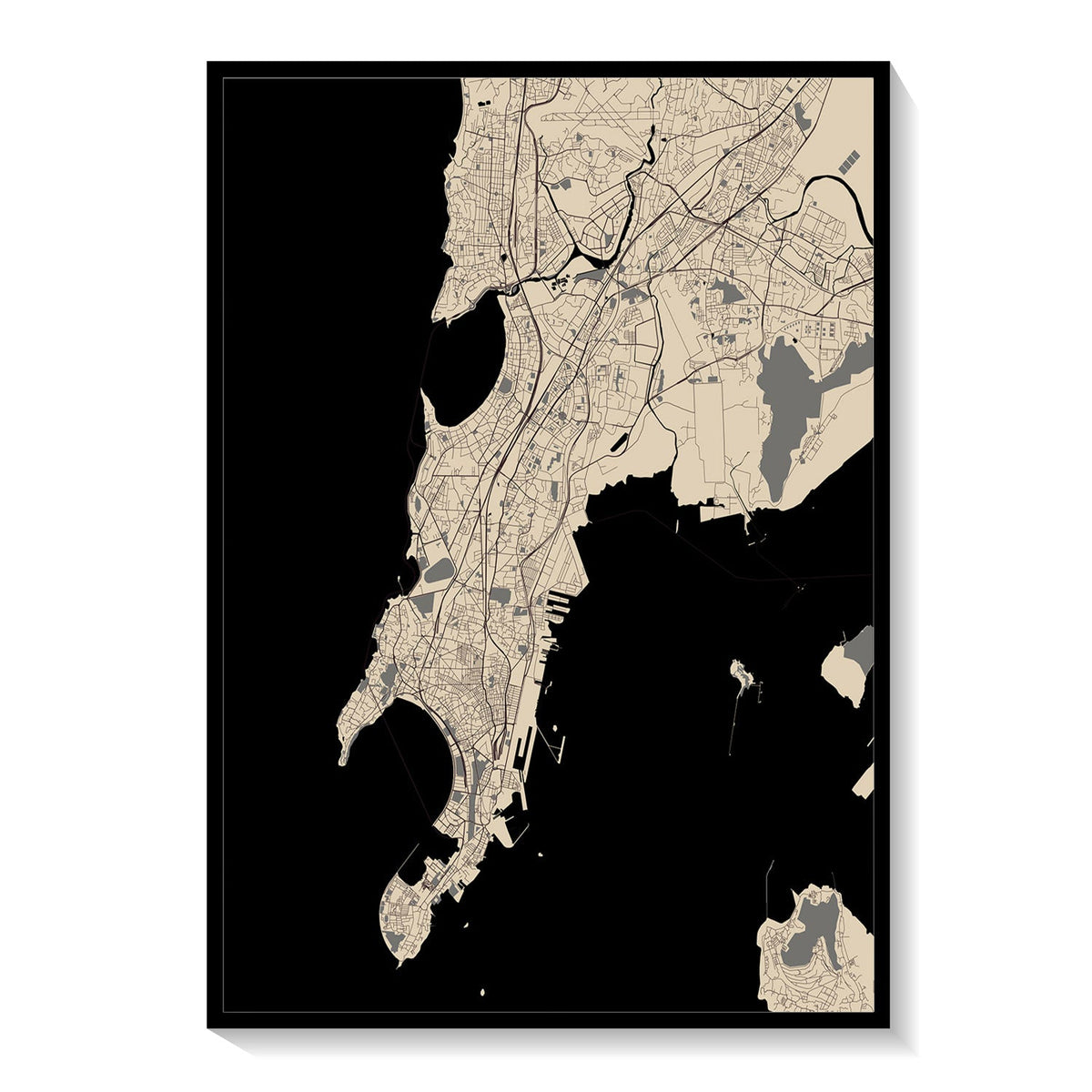 Map of the city of Mumba: Buy Premium Framed Old & Modern Map Art ...