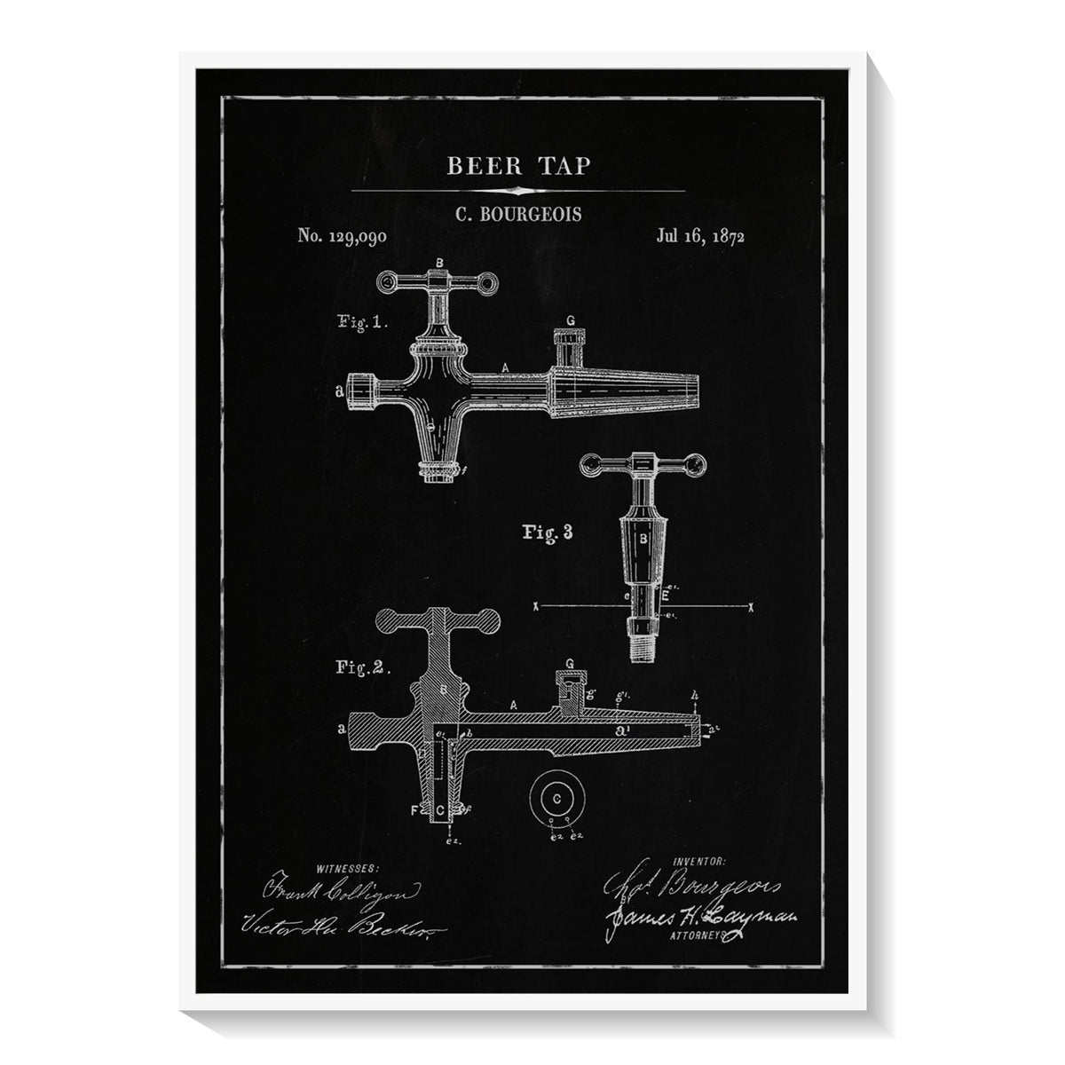Chalk Beer Tap: Buy Premium Framed Blueprints & Patent Art Online ...