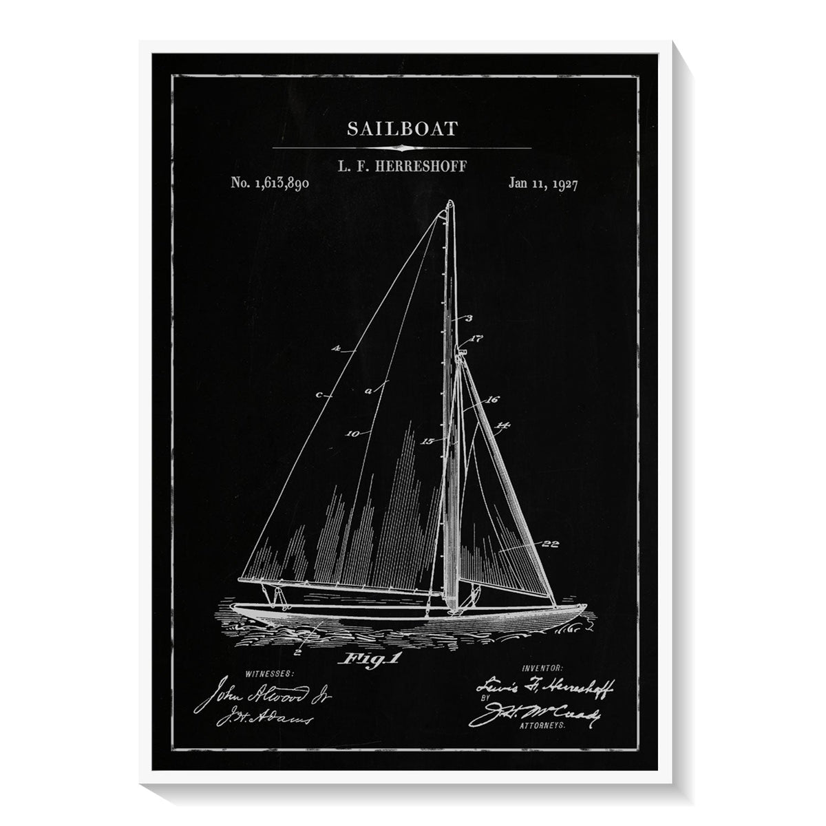 Chalk Sailboat 1: Buy Premium Framed Blueprints & Patent Art Online ...