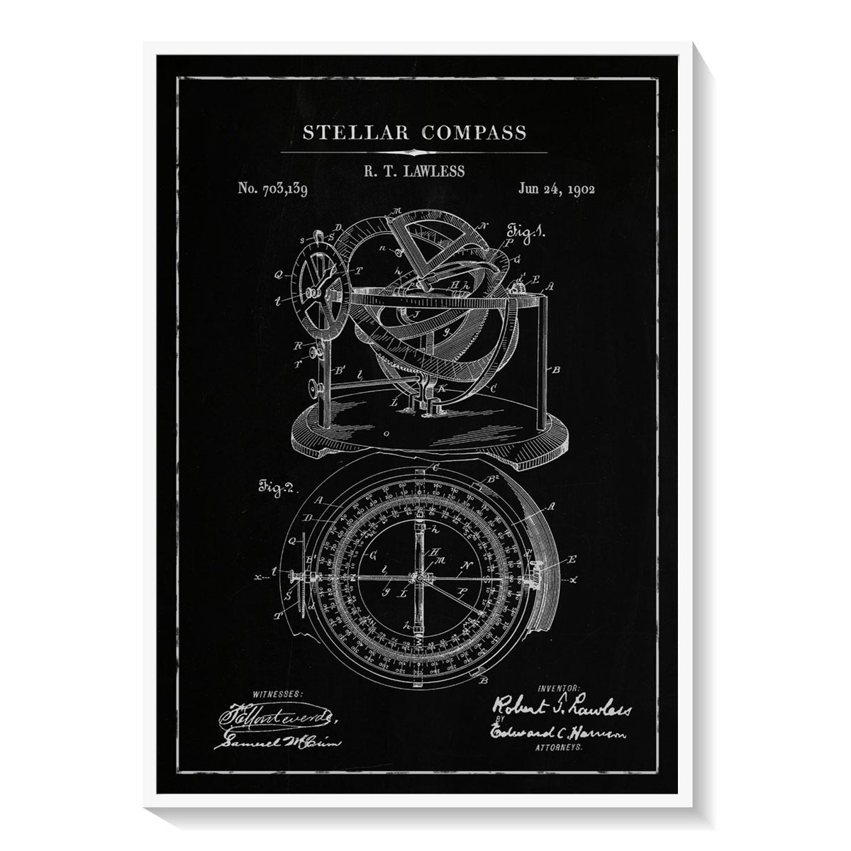 Chalk Stellar Compass: Buy Premium Framed Blueprints & Patent Art ...