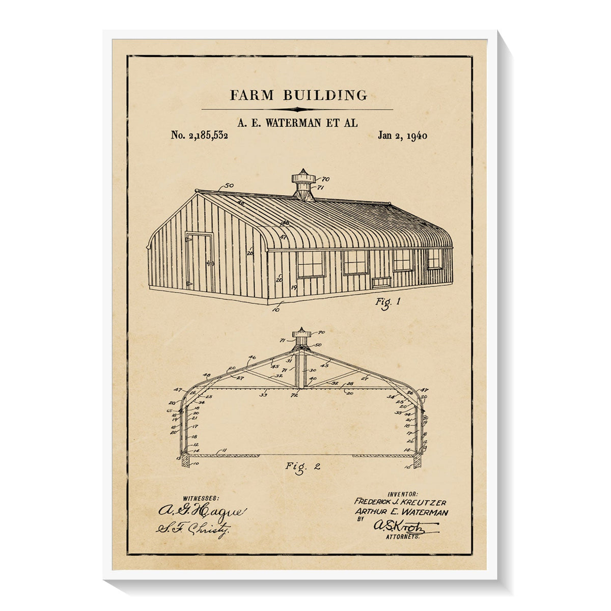 Farm Building: Buy Premium Framed Blueprints & Patent Art Online ...