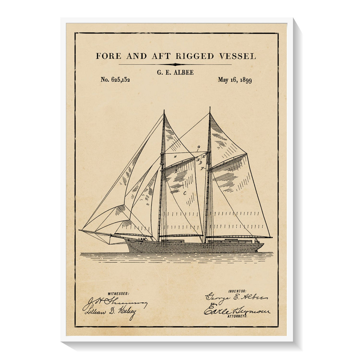 Fore And Aft Rigged Vessel: Buy Premium Framed Blueprints & Patent Art ...