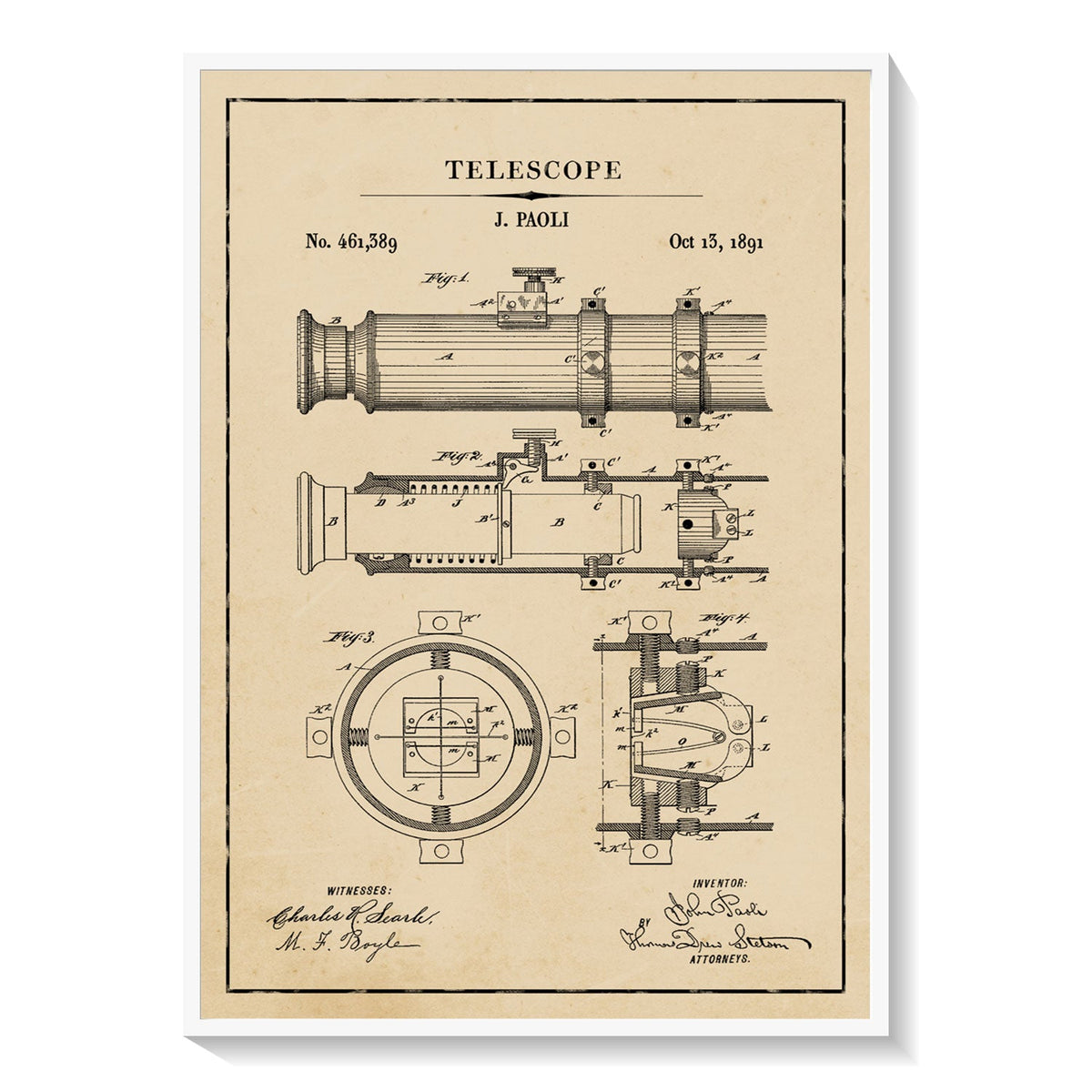 Telescope: Buy Premium Framed Blueprints & Patent Art Online – Dessine Art