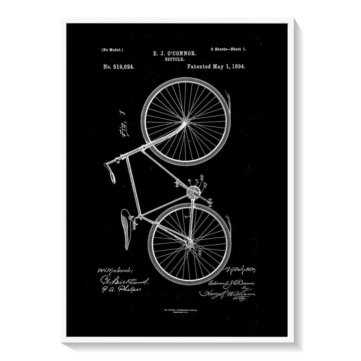 Bicycle patent: Buy Premium Framed Blueprints & Patent Art Online ...