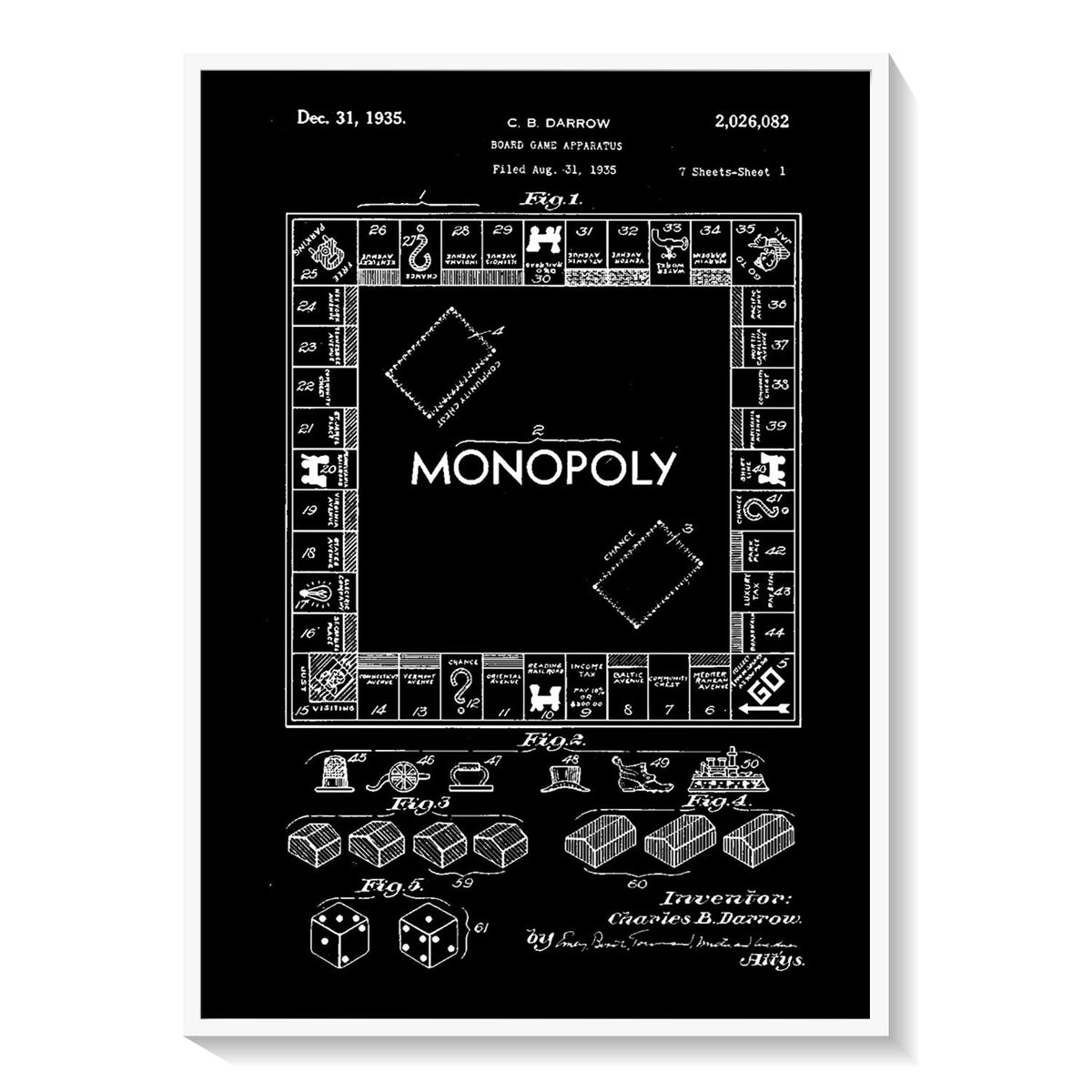 Monoploy board game: Buy Premium Framed Blueprints & Patent Art Online ...