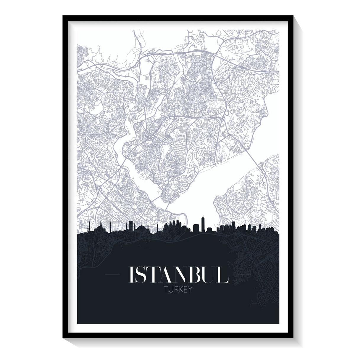 Buy Skyline and city map of Istanbul Travel Poster Art & Prints Online ...