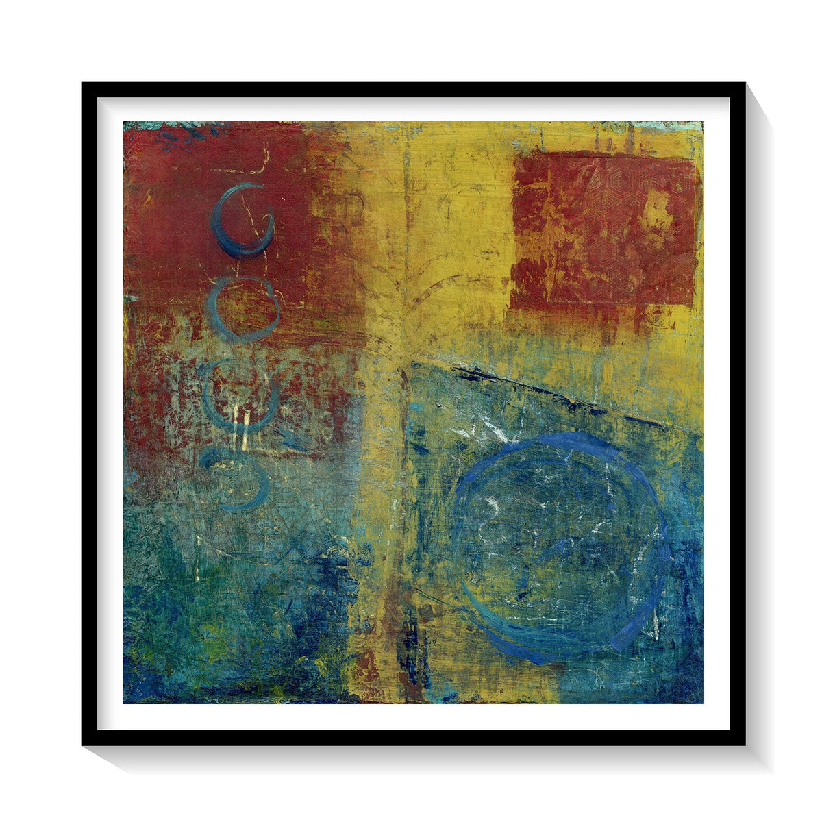 Buy Rustic Red Blue Abstract I Painting Online India at Best Price ...