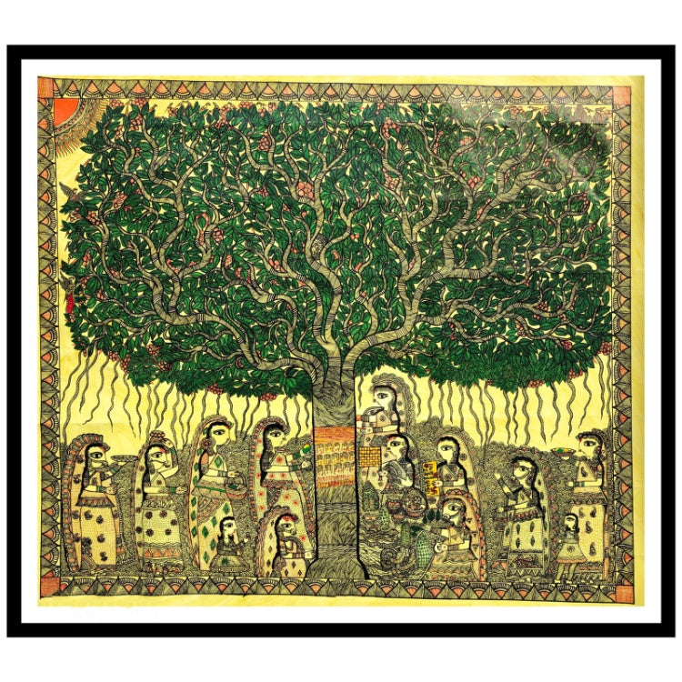 Beautiful Tree of Life Madhubani Painting, Framed Art – Dessine Art