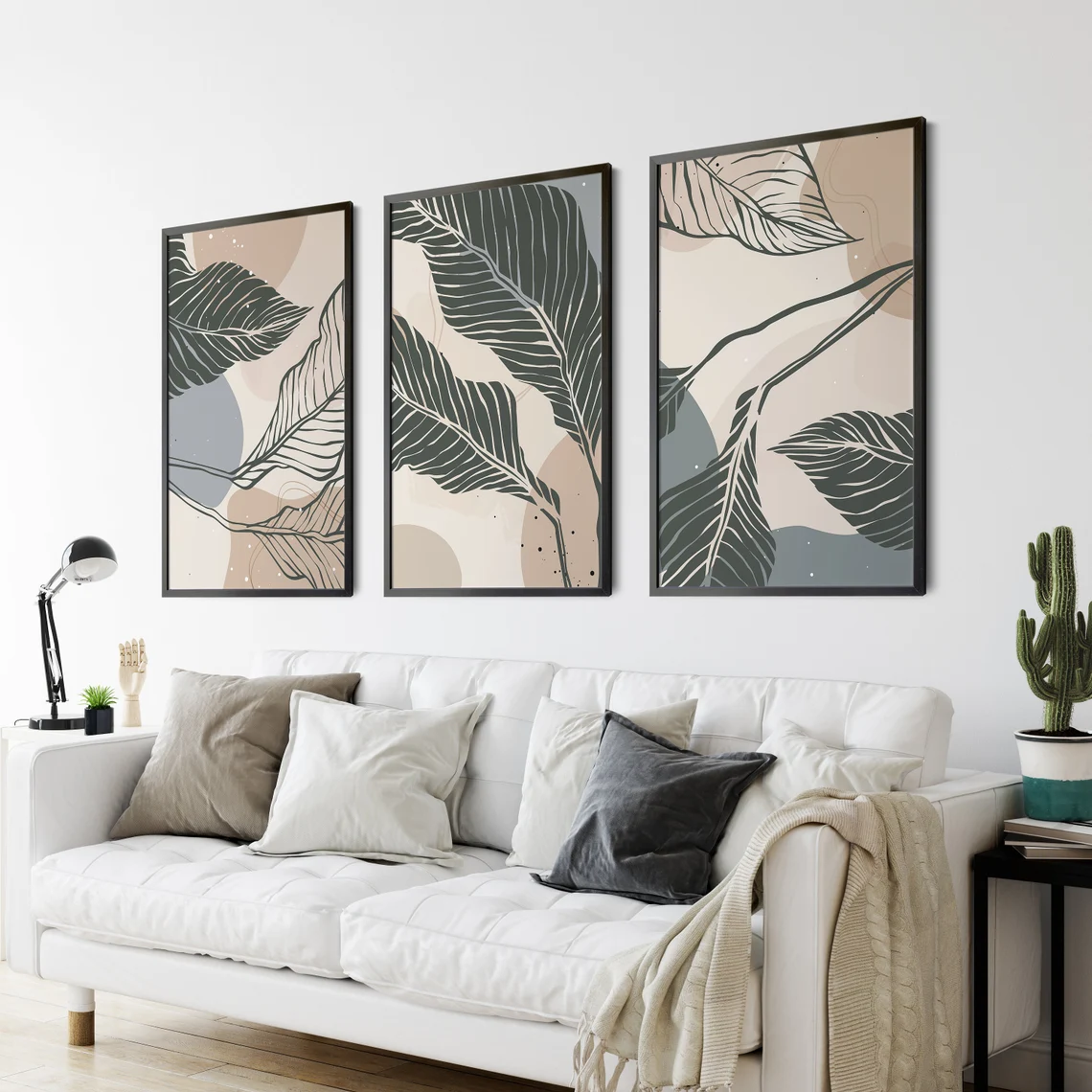 Neutral Wall Art, Botanical Line Art, Botanical Wall Painting, Plant W ...
